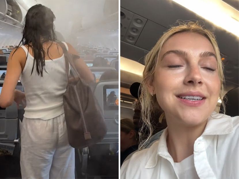 Патници останале збунети и мокри на 4 часовен лет кон Њујорк Врне дожд во авионот ВИДЕО