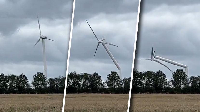 Силен ветер собори ветерна турбина висока 65 метри (ВИДЕО)